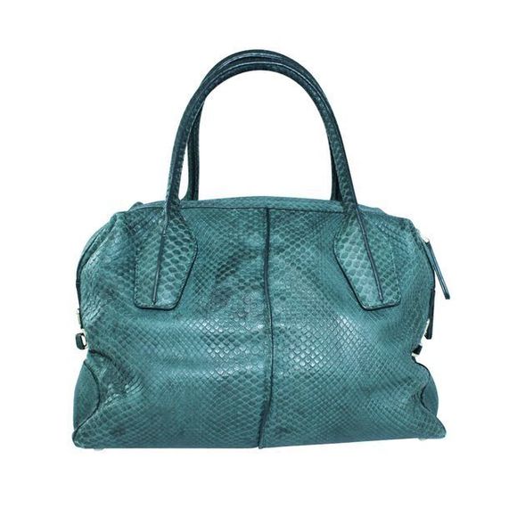 Tod's | Bags | Tods Python Skin Green Leather Dstyling Bauletto Mini With Detachable Strap ...